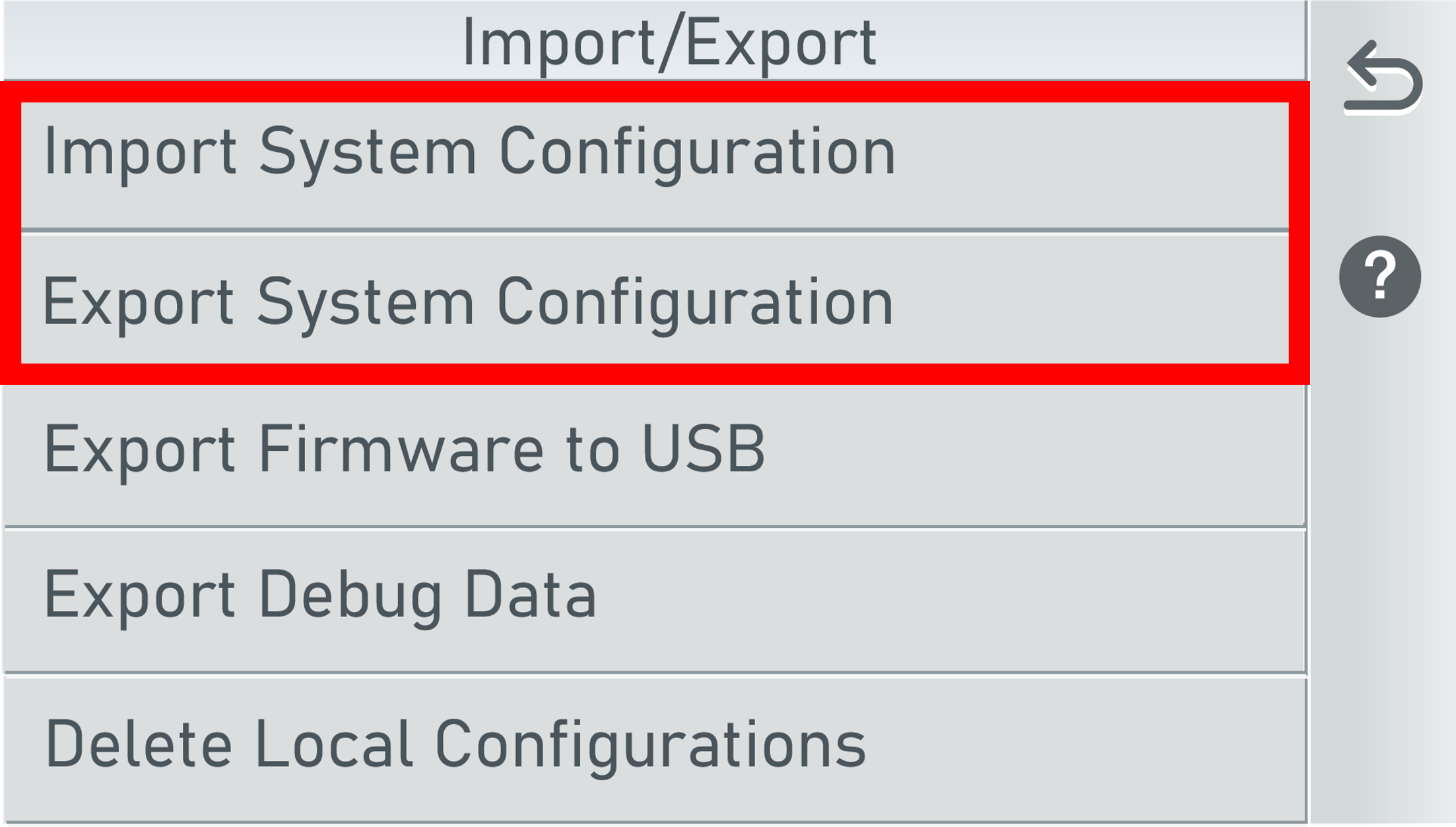 How do I export or import configuration settings from a USB flash drive ...